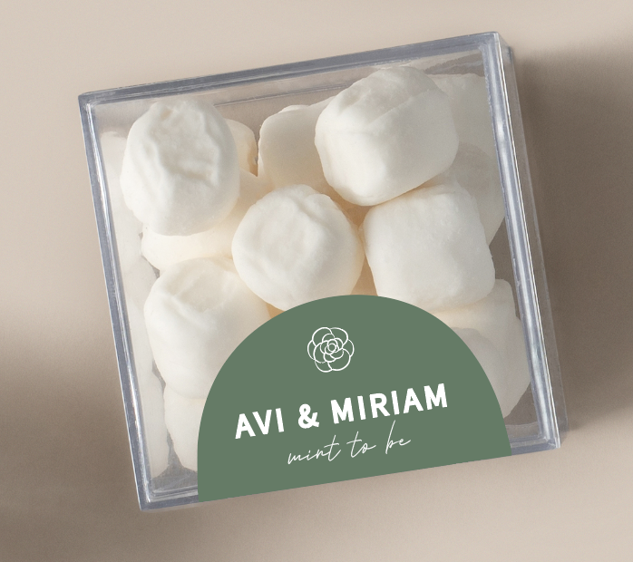 Customized Round Acrylic Container Filled With Mints | The Stamp Studio